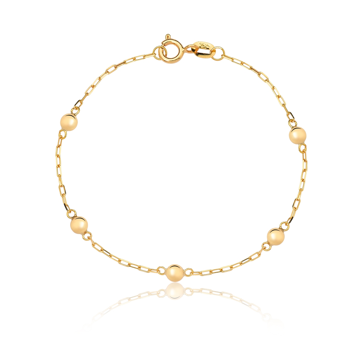 PULSEIRA INFANTIL DE OURO 18K BEBÊ COM BOLINHAS-13CM