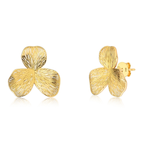 Brinco flor filigrana 3 pétalas ouro 18k Coliseu