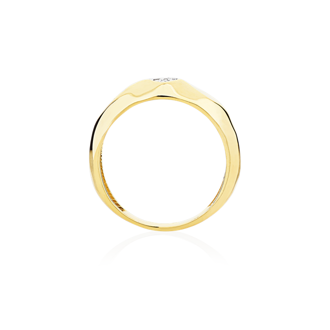 Anel facetado polido com Diamantes aro polido ouro 18k Coliseu