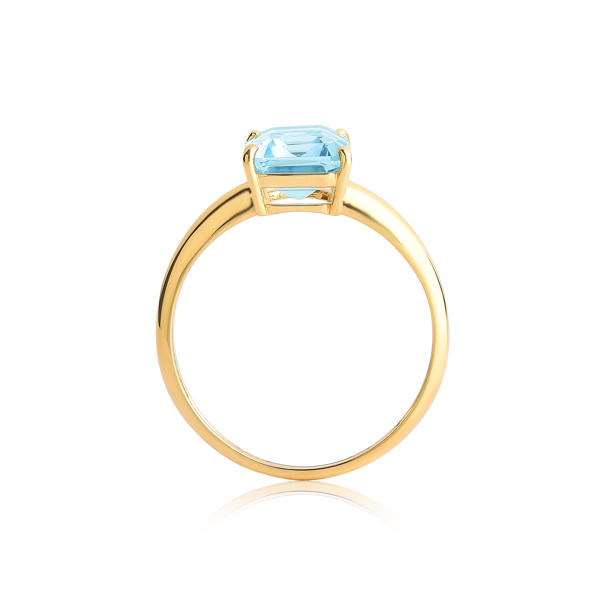 Anel Topázio Sky gema octogonal aro ouro 18k Coliseu