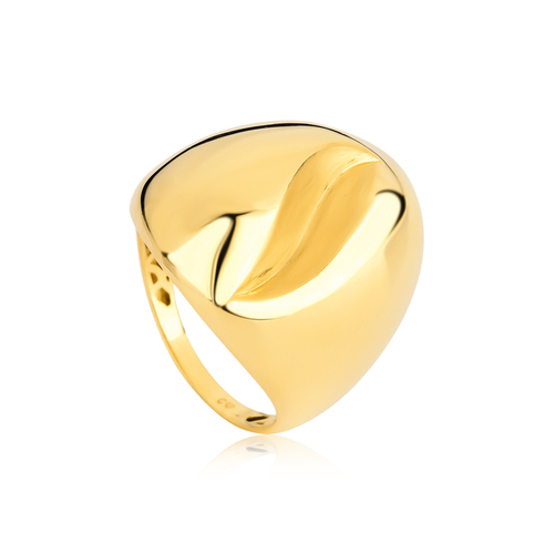 Anel abaulado largo ouro 18k com vinco fosco e polido Coliseu