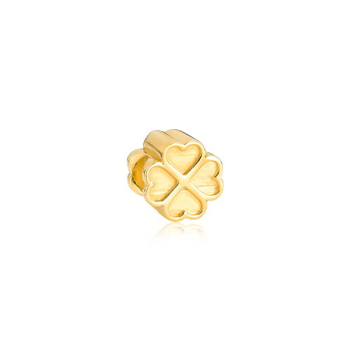 Pingente trevo quatro folhas prata 925 dourada Charms Coliseu
