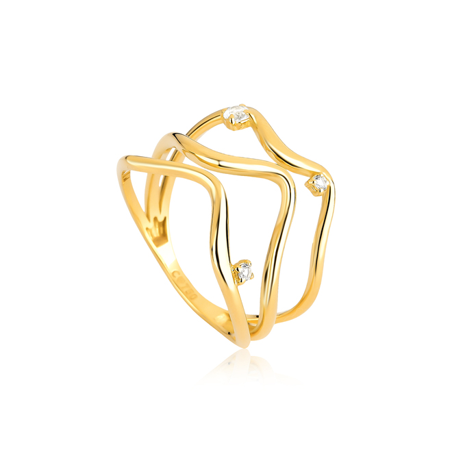 Anel 3 aros ouro 18k gemas flutuantes de Topázio Fills Coliseu