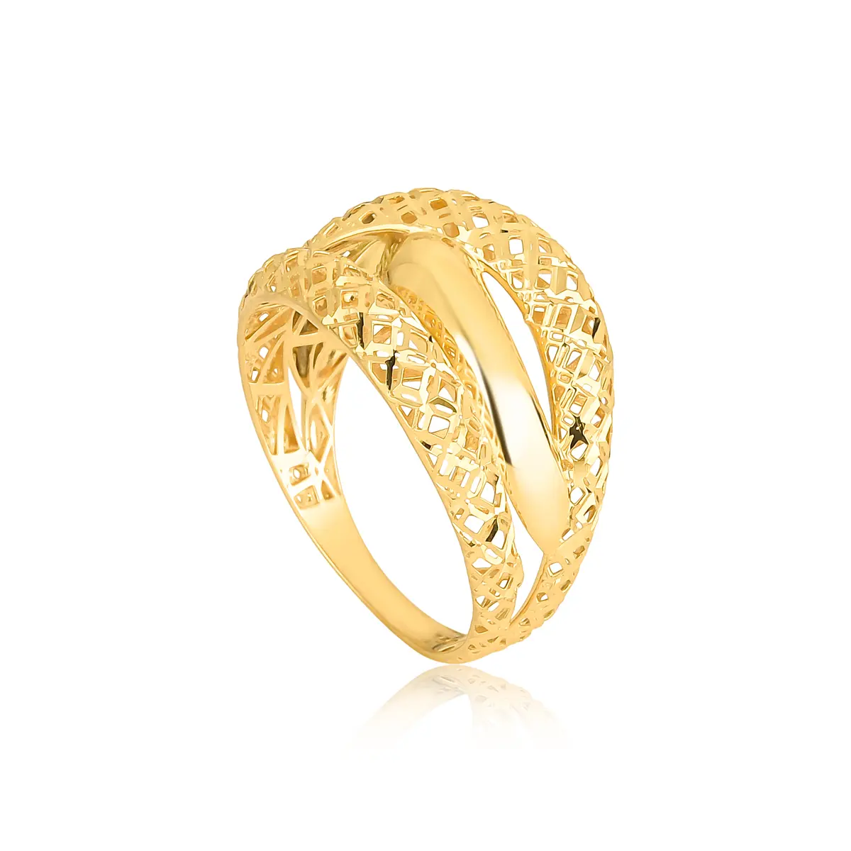 Coliseu anel filigrana ouro aros interligados lisos Diamantados - Anel ...