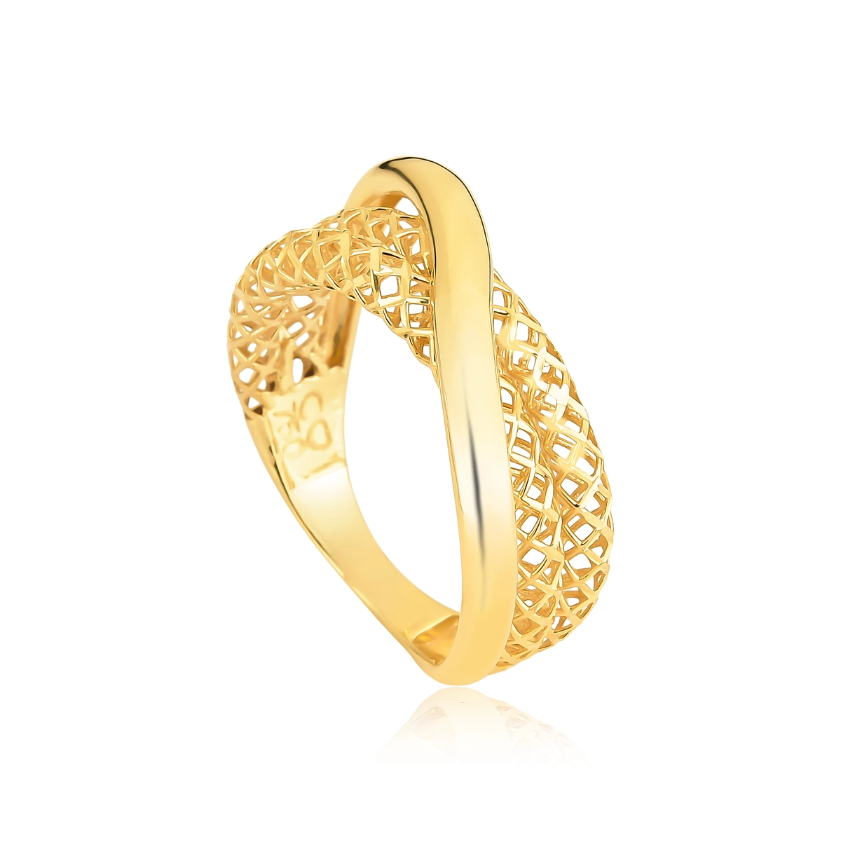 Coliseu Joalheria anel sobreposto ouro 18k filigrana Diamantada - Anel ...