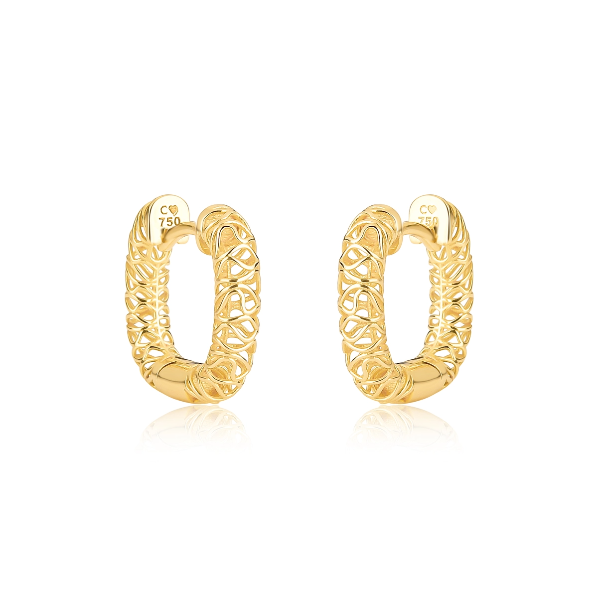 Coliseu argola Quadraè quadrada ouro 18k filigrana artesanal - Brinco ...