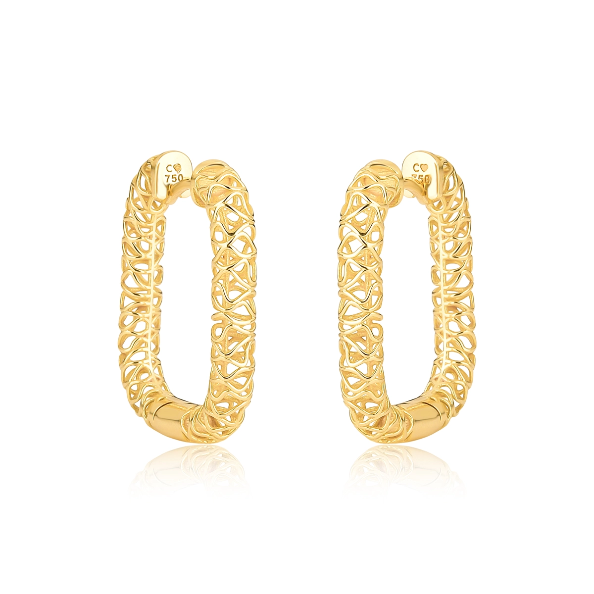 Coliseu argola Quadraè retangular ouro 18k filigrana artesanal - Brinco ...